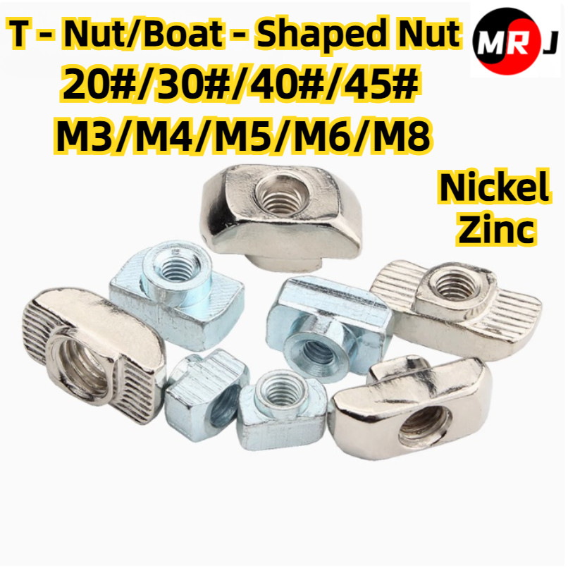 [MRJ] Nickel-plated Galvanized T-Type Nut M3/M4/M5/M6/M8 Boat-Shaped ...
