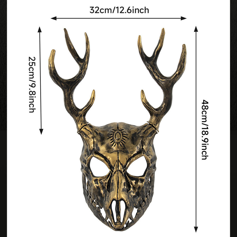 Deer Head Mask Detachable Sheep Bone Antler Masks Halloween Costume ...