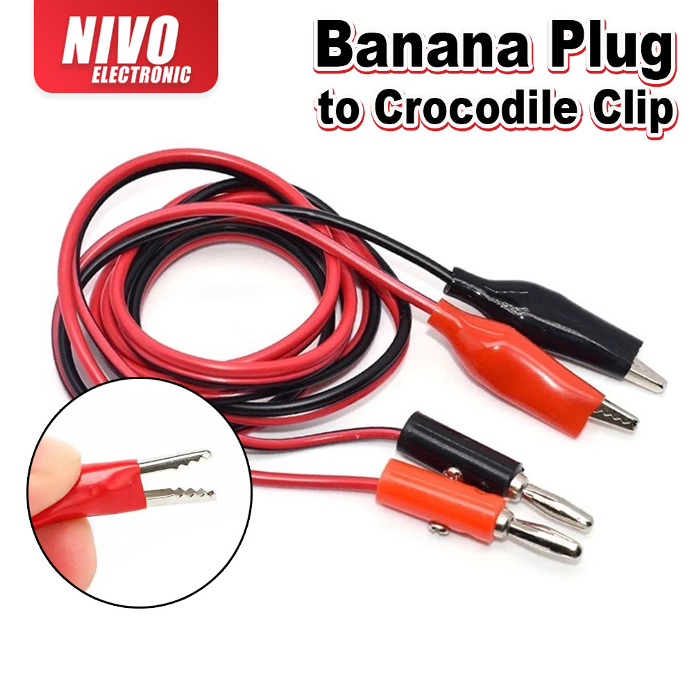 Crocodile Clip to Banana Plug / Double Red and Black Clips Crocodile ...