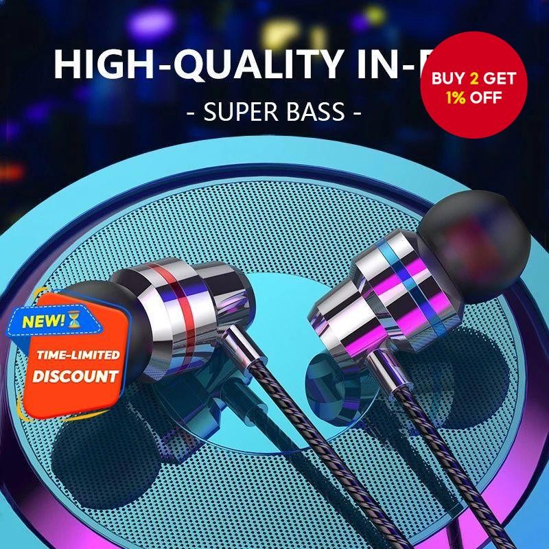 35mm Wired Earbuds Hifi Bass Waterproof In-ear Headphones with Noise ...