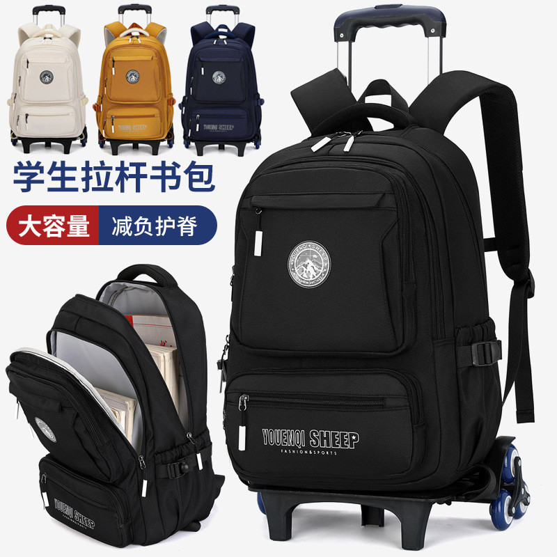 Trolley School Bag Primary School 2 or 6 Wheel Detachable Kids Roller ...