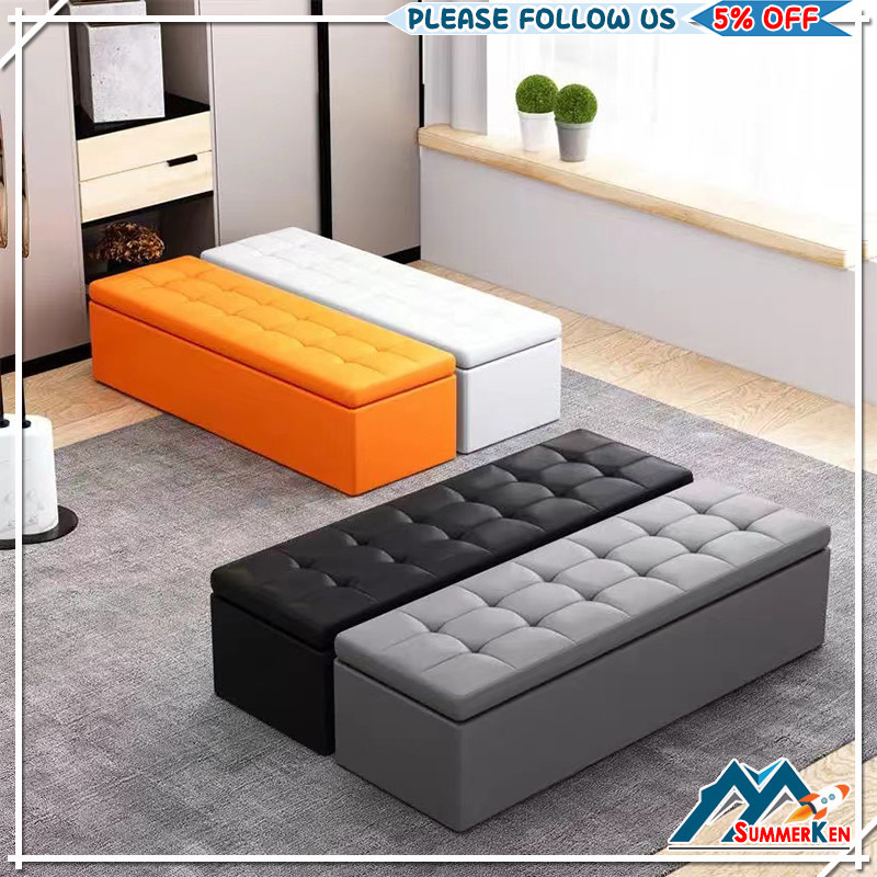PU Leather Storage Stool Waterproof Ottoman Storage Bench Sofa Bedside ...