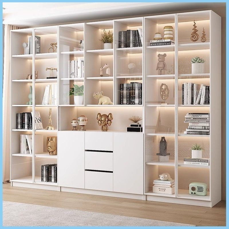SG Display Cabinet Home Glass Door Storage Cabinet Solid Wood Bookshelf ...