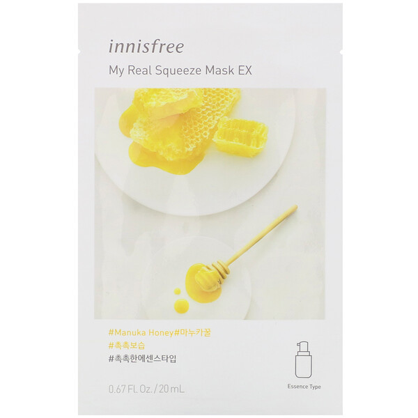 Innisfree, My Real Squeeze Beauty Mask EX, Manuka Honey, 1 Sheet, 0.67 fl oz (20 ml) | Shopee ...