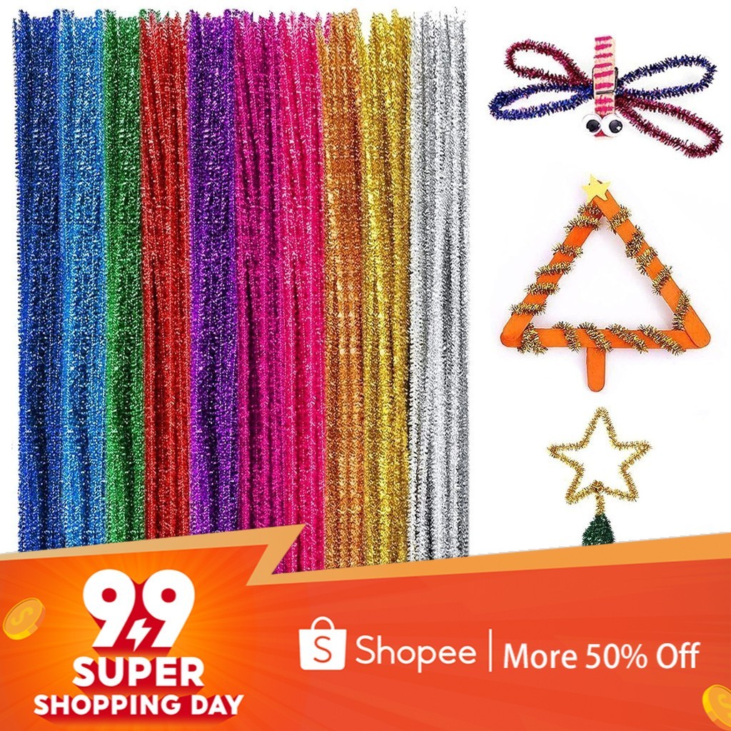 100 Pcs Twist Stick Pipe Cleaners Chenille Stems for DIY Crafts ...