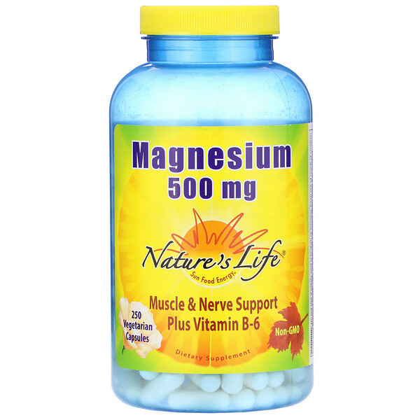 Nature's Life, Magnesium, 500 mg, 250 Vegetarian Capsules | Shopee ...