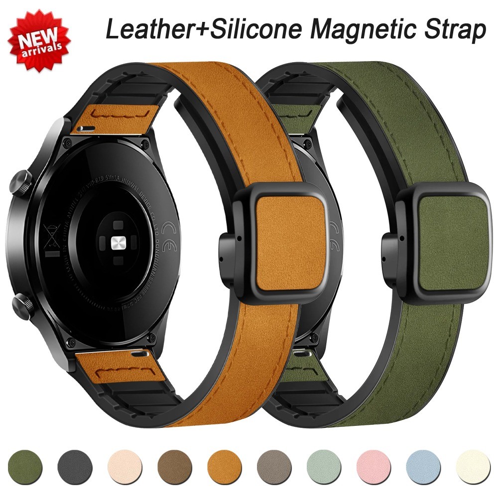18/20/22mm Leather+Silicone Band For Huawei Watch GT5/GT4 41mm Magnetic ...