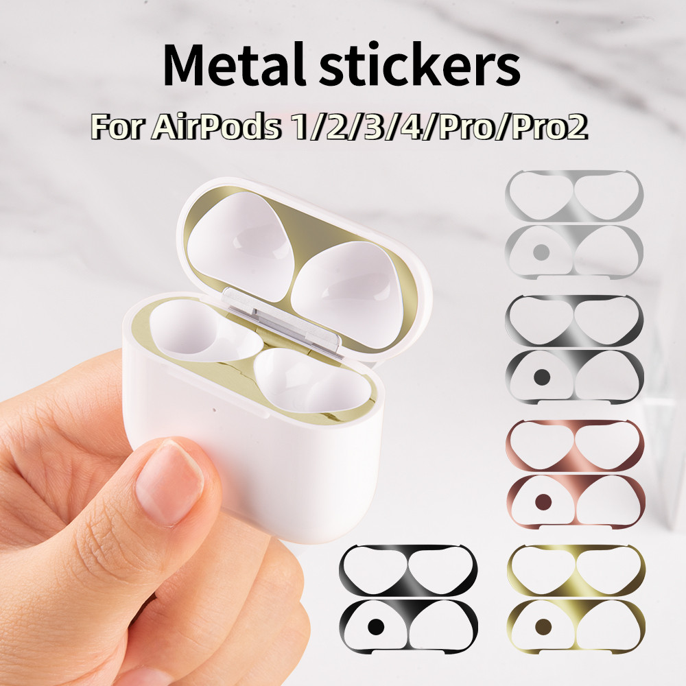 Ultra Thin Dustproof Metal Sticker For Apple AirPods 3 4 Wireless ...