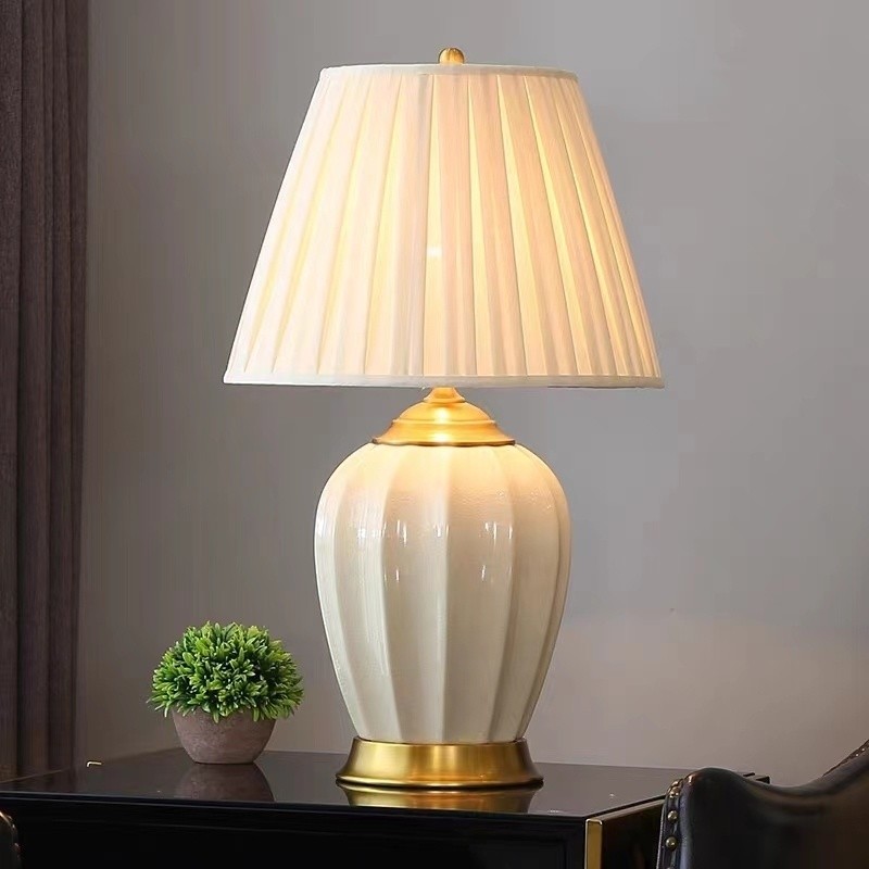 American Light Luxury Ceramic Table Lamp Bedroom Living Room Home ...