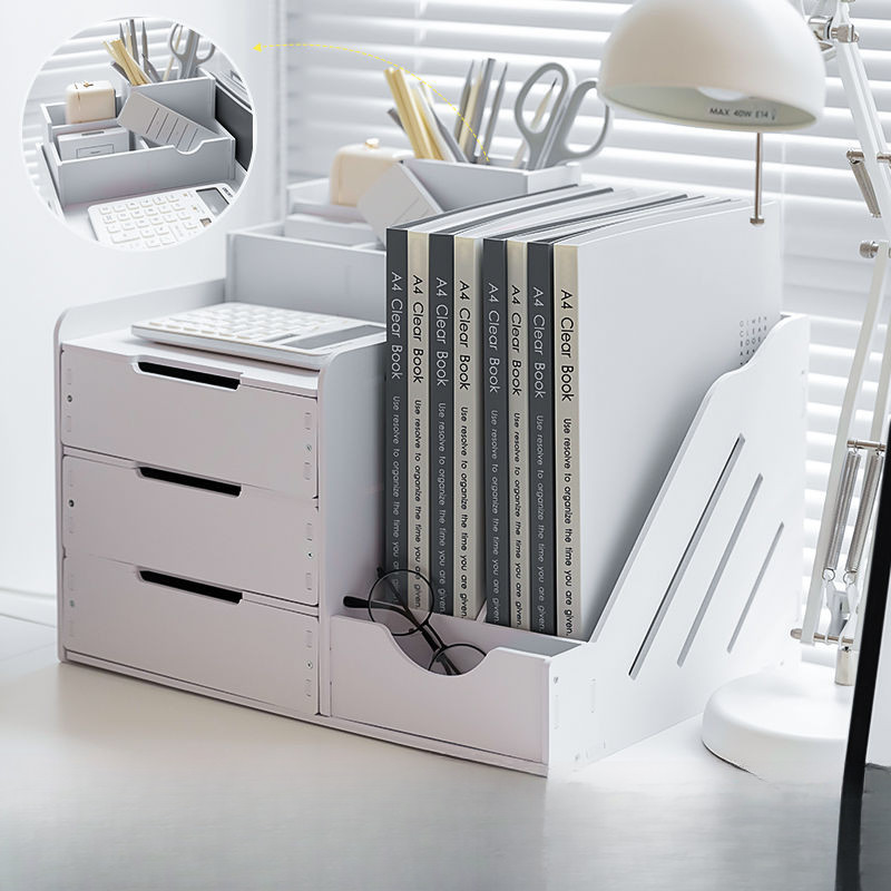 Folder Storage Box Desk Bookshelf Office Book Stand Multi-Layer File ...
