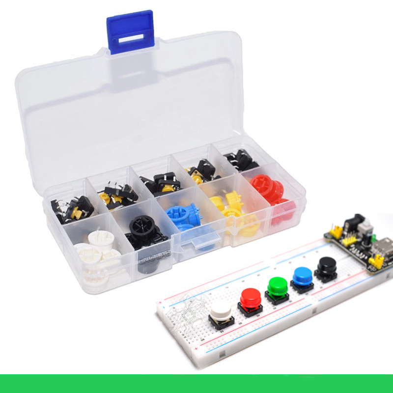 ENGLAB 25pcs Tickle Switch Kit for Breadboard Green Blue Red Switch ...