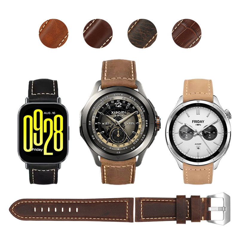 22mm Leather Band Compatible with Xiaomi Watch S4 Sport/S3/S2 Quick ...