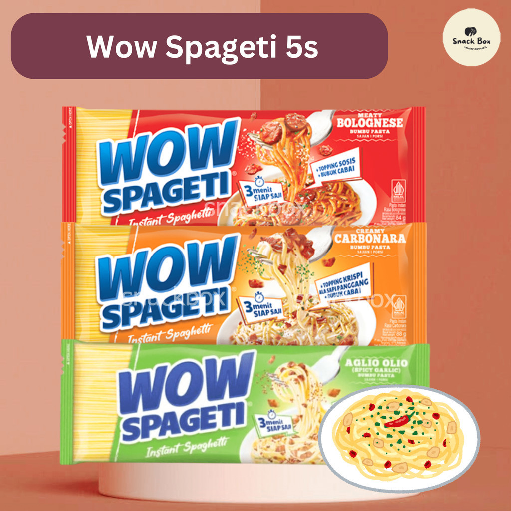 Wow Spageti Instant Spaghetti Viral 5pcs x 80g Pasta Carbonara/Bolognese/Aglio/Mix Halal ...