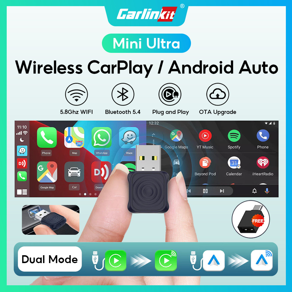 [SG] CarlinKit Mini Ultra Wired to Wireless Carplay Adapter Plug and ...