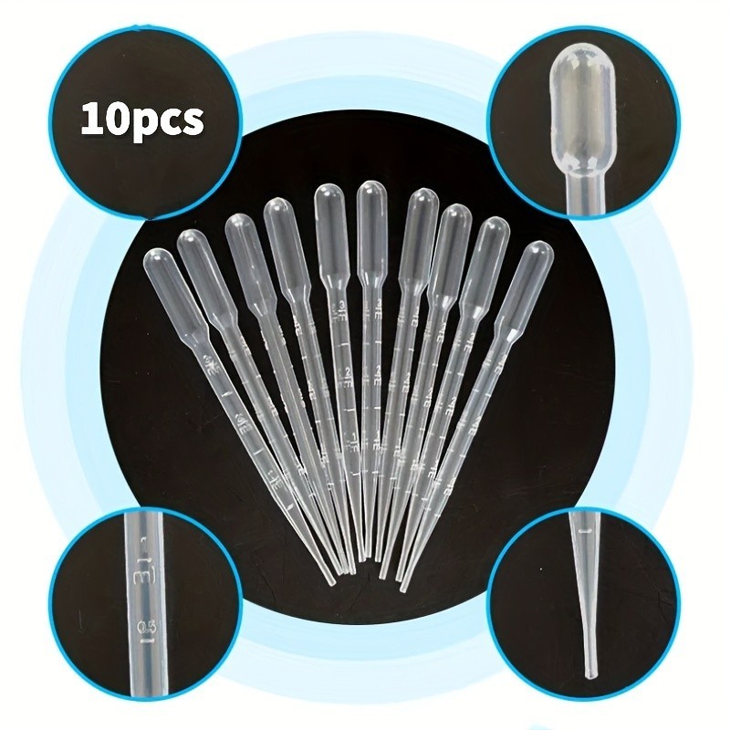 10-Pack 0.1oz Disposable Plastic Graduated Pipettes - Transparent Stain ...