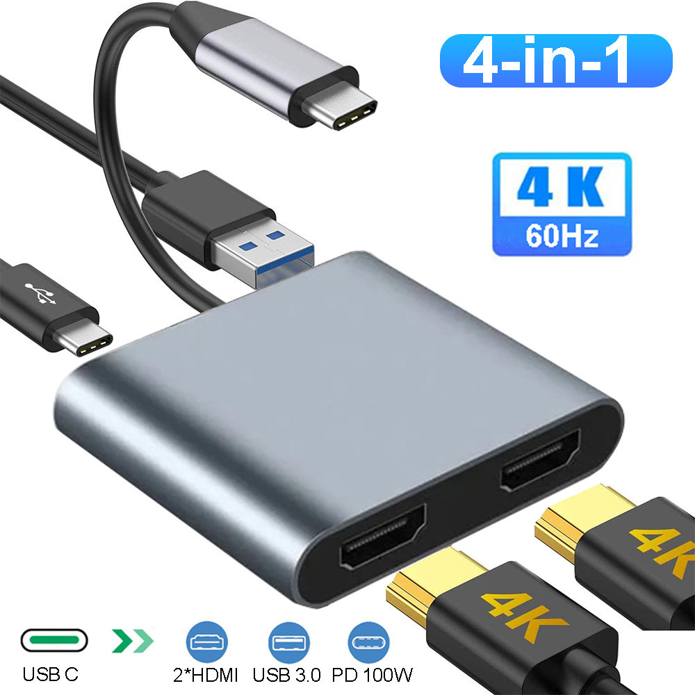 BENOSEM 4-IN-1 USB C HUB Docking Station MST 4K HDMI Adapter Type-C to ...