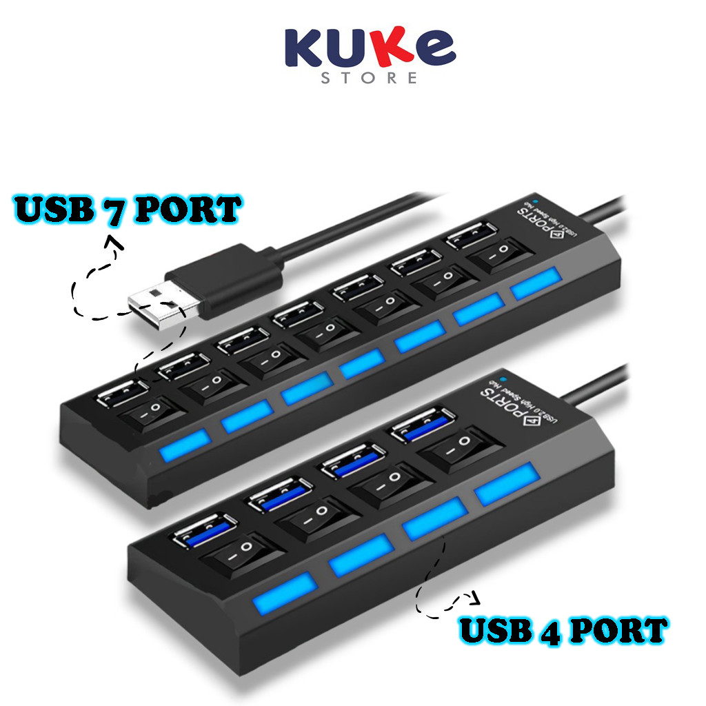 KUKE USB HUB SWITCH 4 PORT AND 7 PORT USB 2.0 ON/OFF HIGH SPEED WITH ...