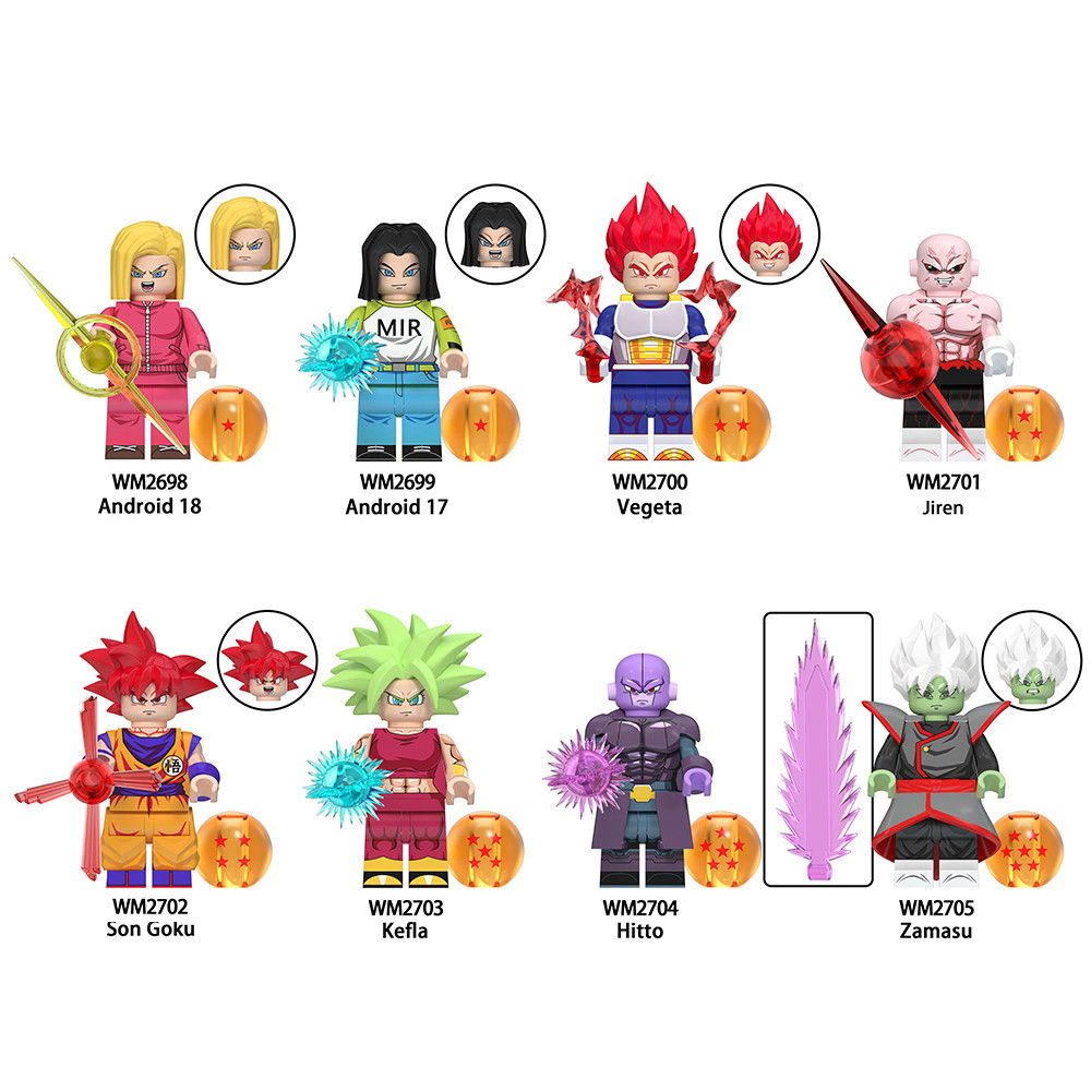 DBZ Son Goku Vegeta Jiren Kefla Hitto Zamasu Mini Building Blocks Toys ...