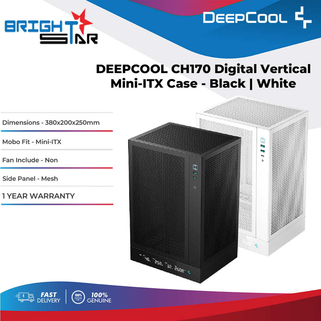 DEEPCOOL CH170 DIGITAL Vertical Mini-ITX PC Case - Black | White | Shopee Singapore