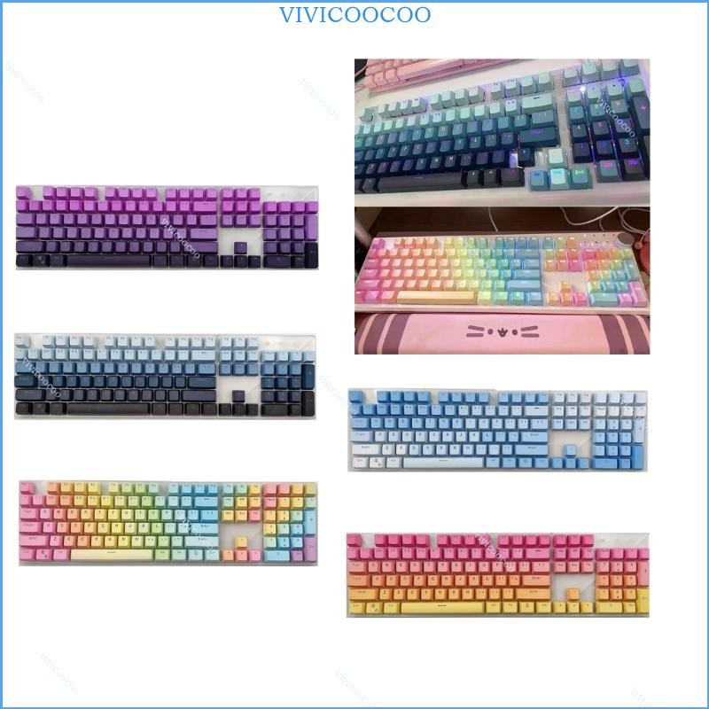 VIVI Upgraded Mechanical Keyboard Keycaps Thick PBT GradientRainbow ...