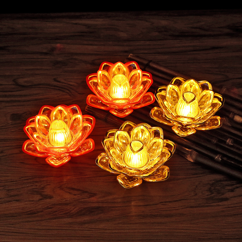 HAPPY DIWALI LED Electronic Candle Lotus Lamp Buddha Offering Lamp ...