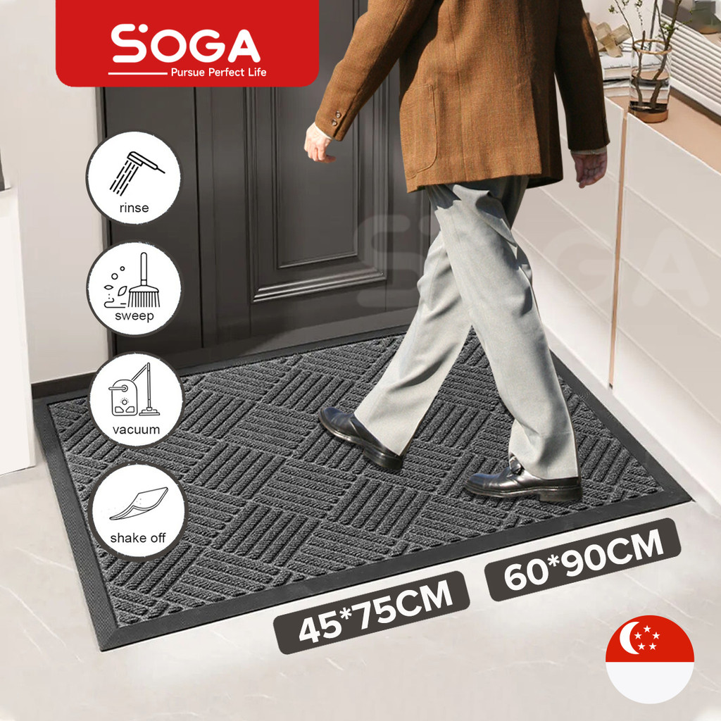 （SG ）SOGA Door Mat Anti-Slip Entrance 45x75 /60x90cm with Rubber Bottom ...