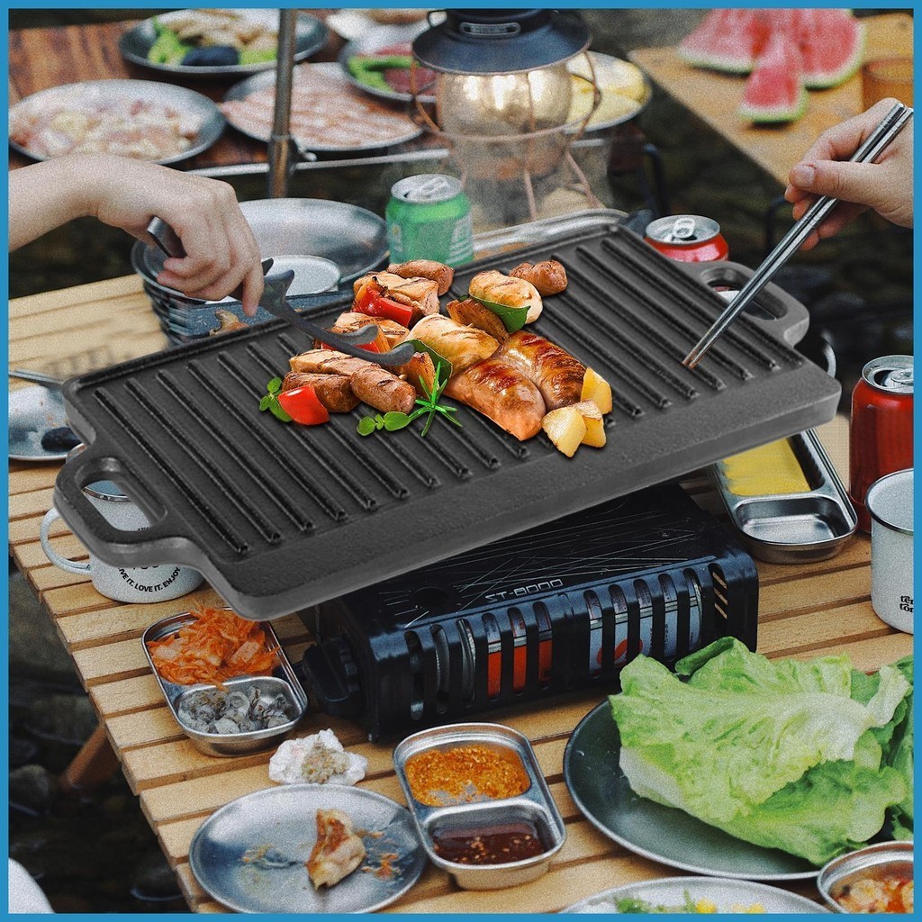 Cast Iron Griddle Reversible Griddle For Stove Top Non-Stick Cast Iron ...