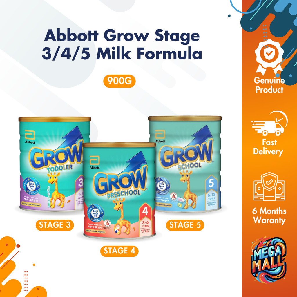 Abbott Grow Stage 3/4/5 Milk Formula 900g For Children Up to 6 Yrs Of ...
