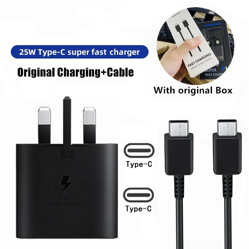 Super fast charger 25W PD Type C 1m/1.5m/2m Charging Cables UK Adapter ...