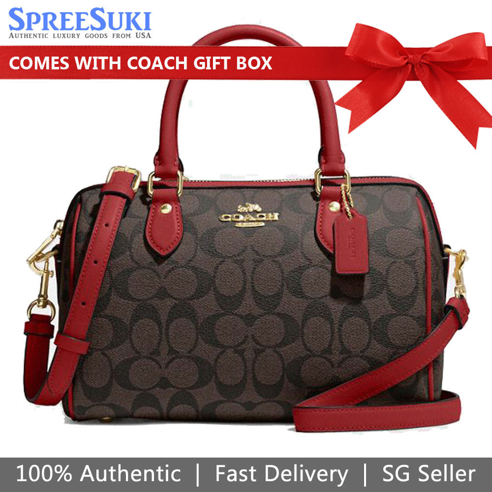 Coach Handbag In Gift Box Coach Rowan Satchel Bag In Signature Canvas ...