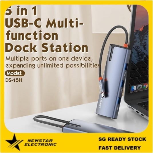 LDNIO DS-15U & DS-25U Type-C Hub Adapter 5 in 1 USB-C Docking Station ...