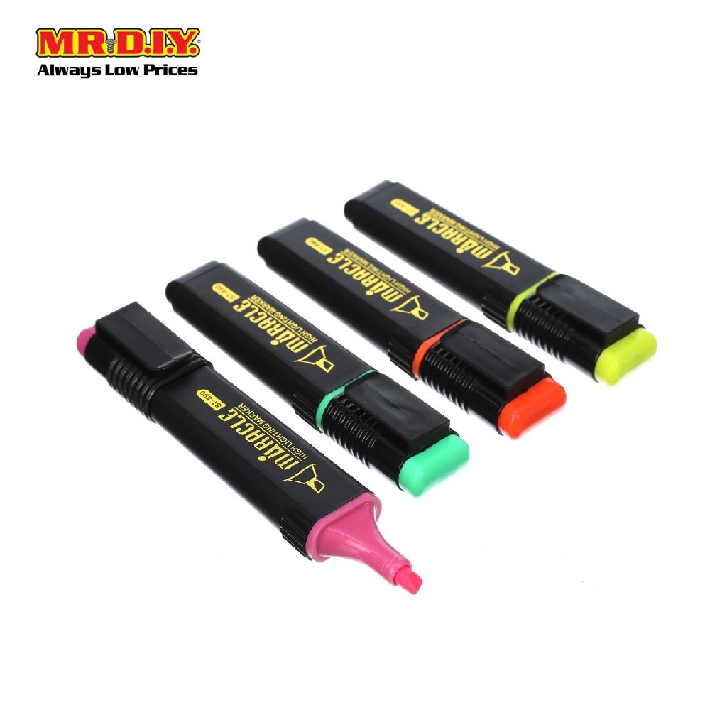 (MR.DIY) Miracle Highlighter Marker (4pcs) | Shopee Singapore