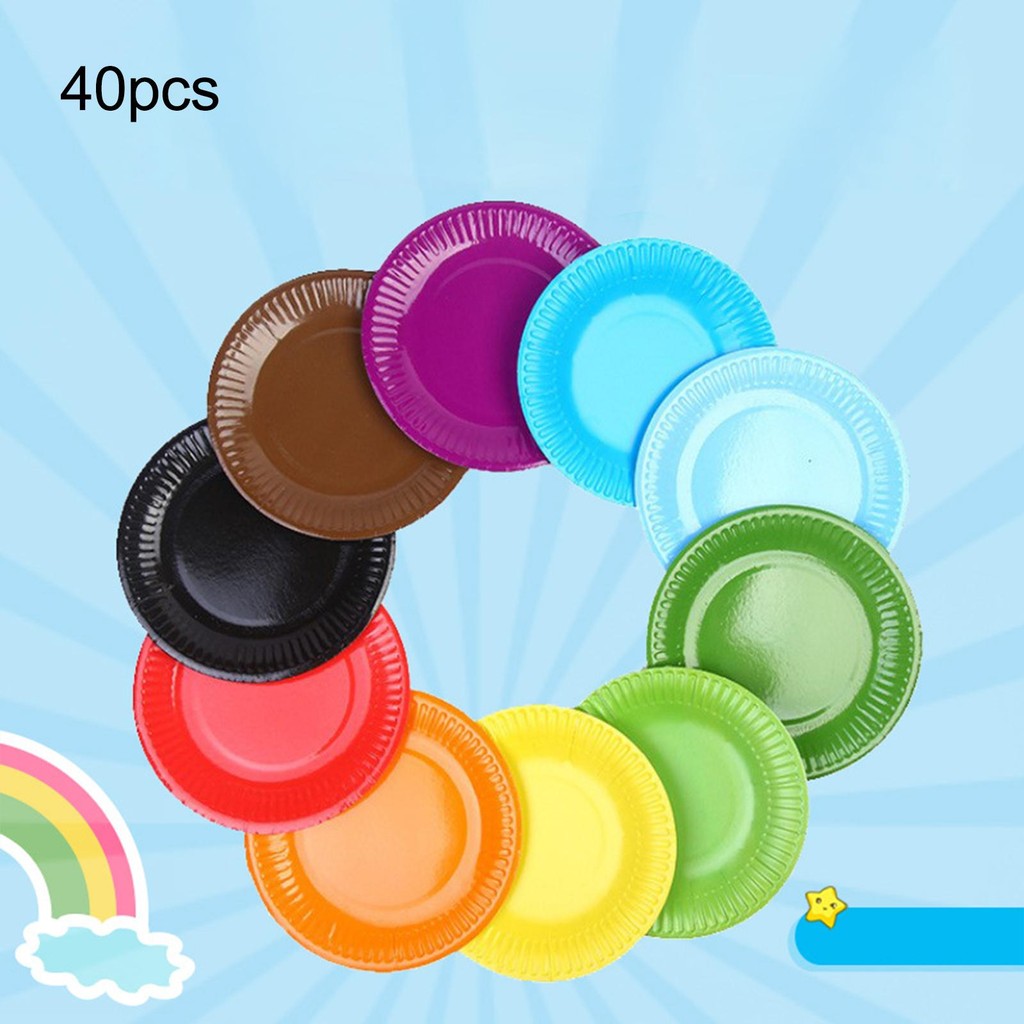 [Homyl478] 40x 9" Coloured Paper Plates for Kids Scrapbooking Classroom ...