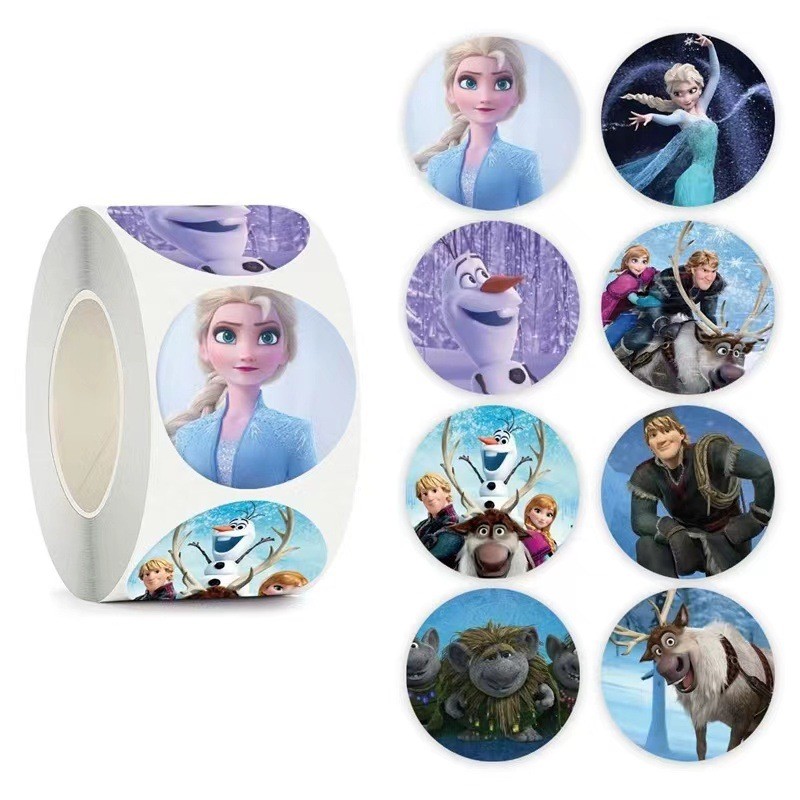 500 pcs 8 images Frozen Cartoon Stickers Roll/Stickers Tape | Shopee ...