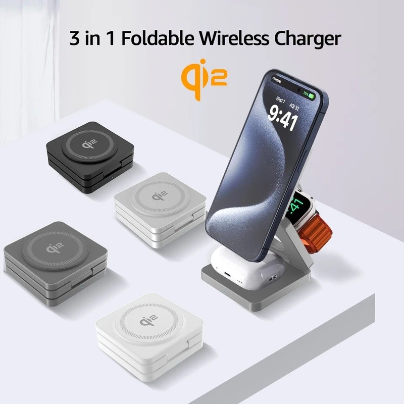 Qi2 3-in-1 foldable magnetic wireless charger, aluminum alloy fast ...