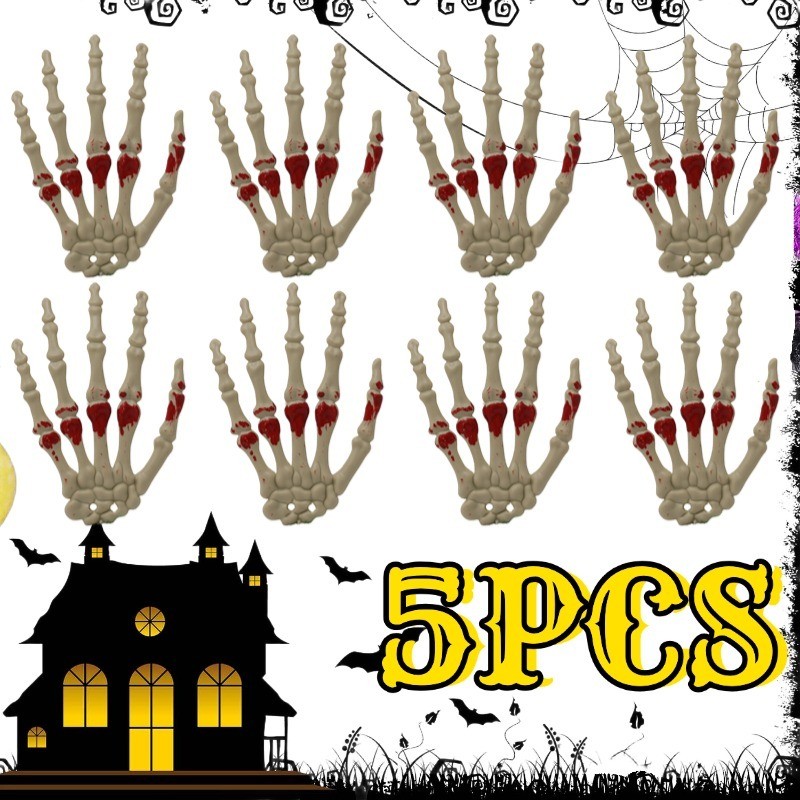 Halloween Bloody Skeleton Hand Fake Realistic Human Hand Bone Prank ...