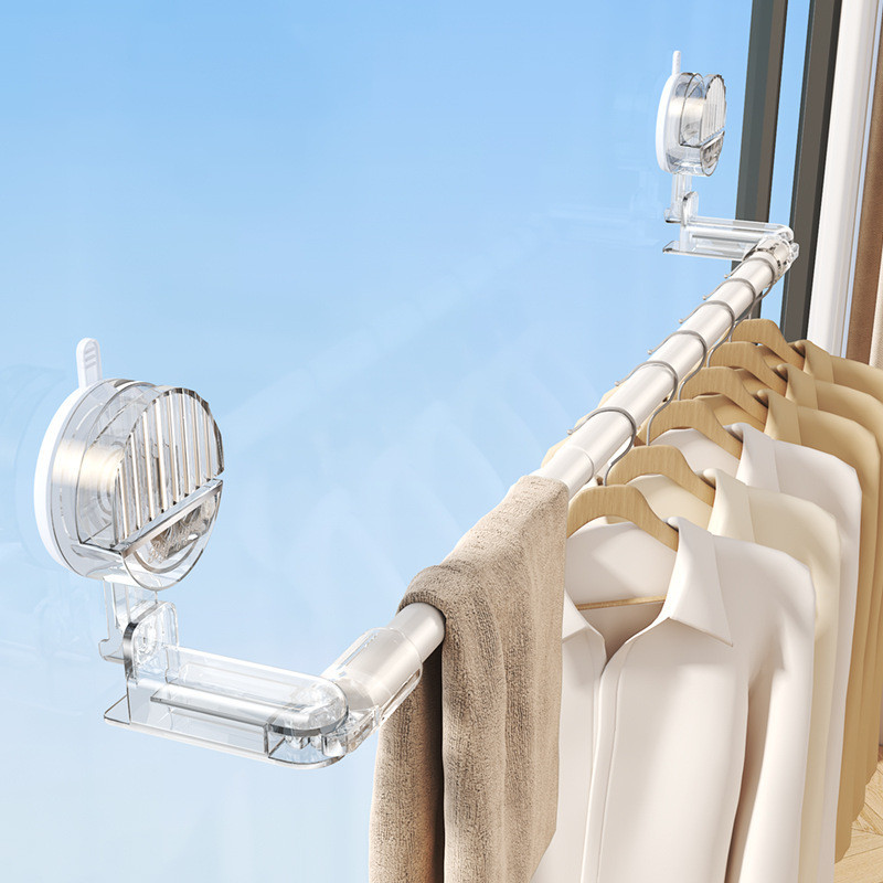 Punch-free Suction Cup Clothes Drying Rack Portable Wall-Mounted ...