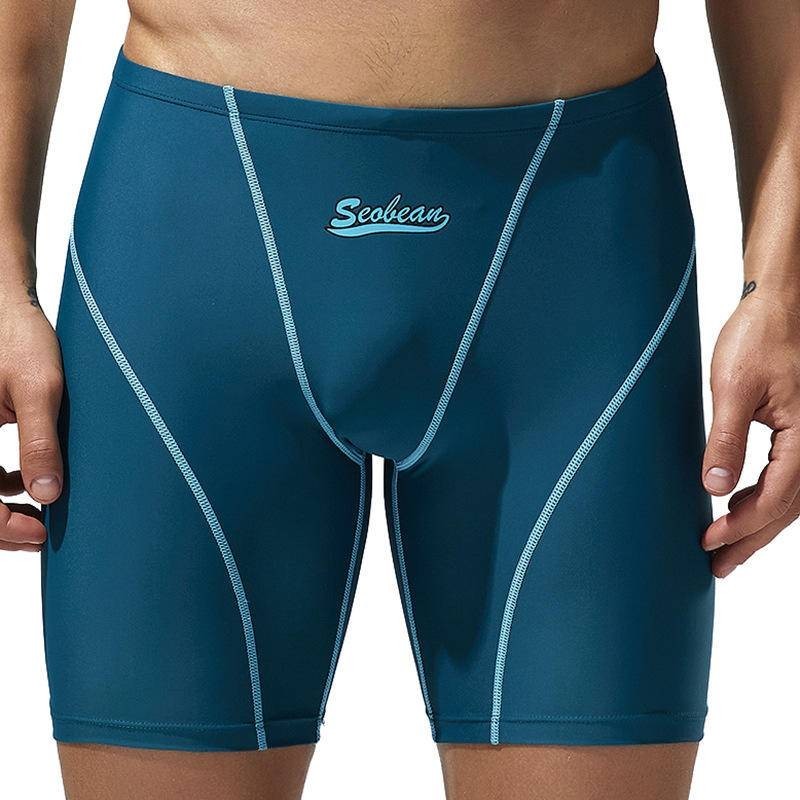 SEOBEAN Men's Sexy Boxer Swimming Trunks Low-Waist Long Swimming Trunks ...