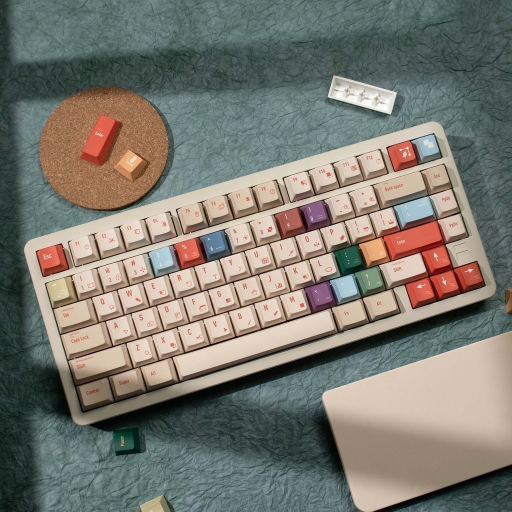 AI illustrator Keycaps PBT cherry Profile Retro color keycap set for MX ...