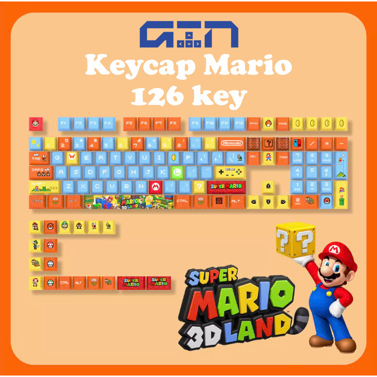 Mario mechanical keyboard keycap set (PBT Dyesub / Cherry profile / 126 ...