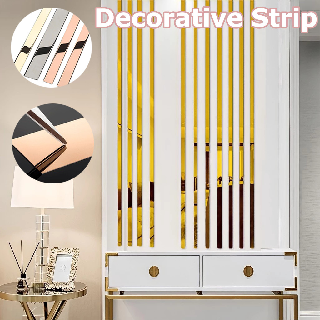 3Meter Mirror Stainless Steel Decorative Strip Wall Ceiling Gold Edge ...
