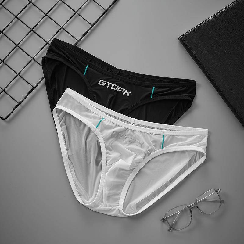 GTOPX MAN Men's Translucent Briefs Ice Silk Briefs U Convex Sexy Briefs ...
