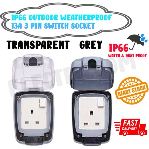Heavy Duty IP66 13A Weatherproof Socket Waterproof Socket 3 Pin Outdoor ...