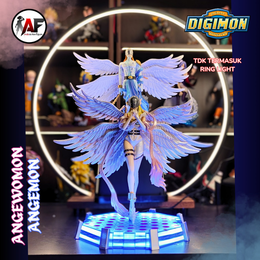 Digimon Angemon & Angewomon Moon Studio Action Figure Statue Recast ...