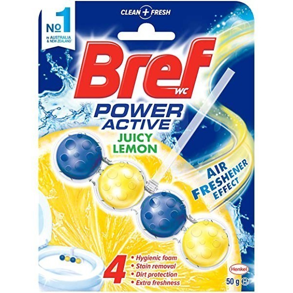 Bref Power Active Juicy Lemon, Rim Block Toilet Cleaner, 50g | Shopee ...