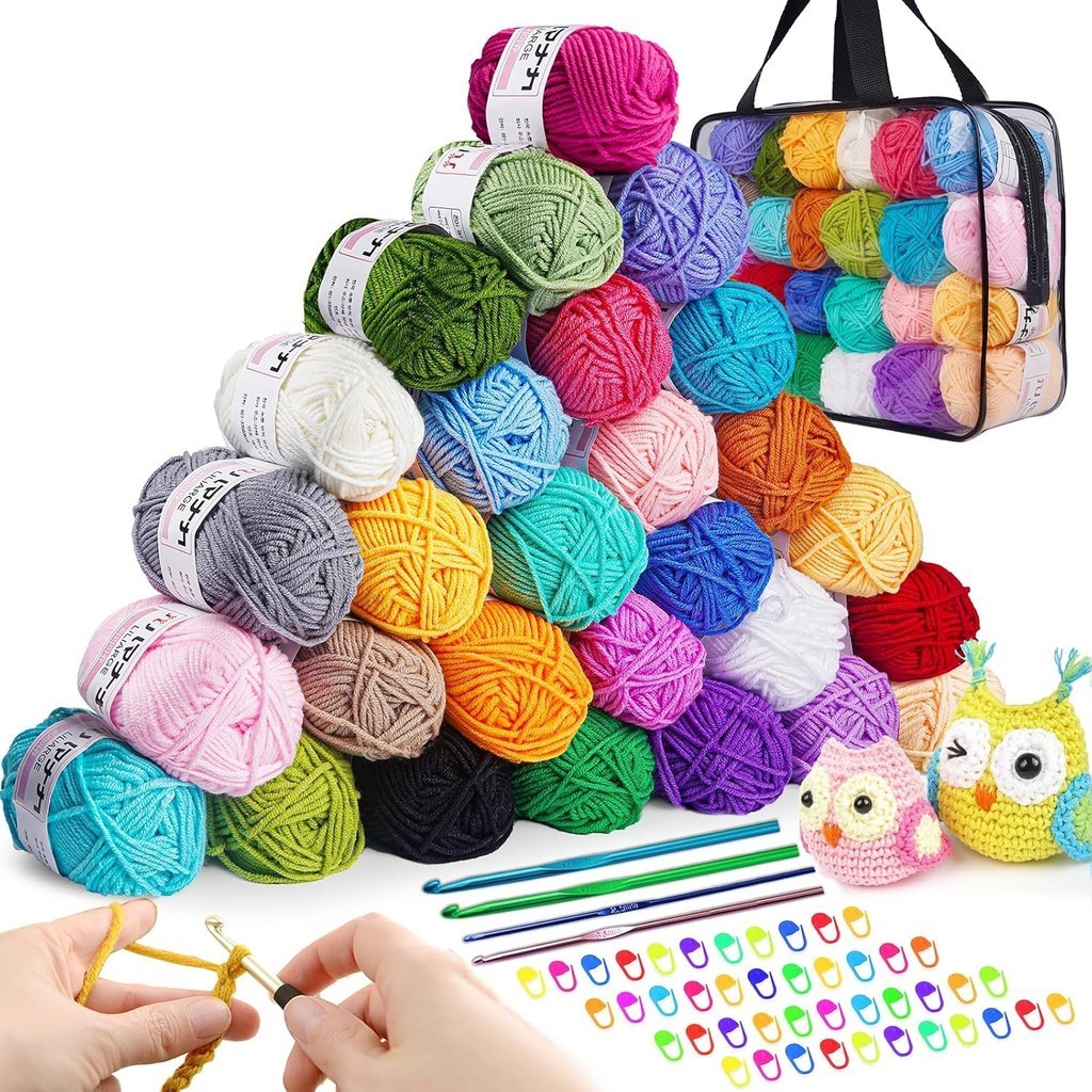 Crochet Yarn Knitting Wool 4-ply Milk Cotton 25g for Crochet Kits for ...