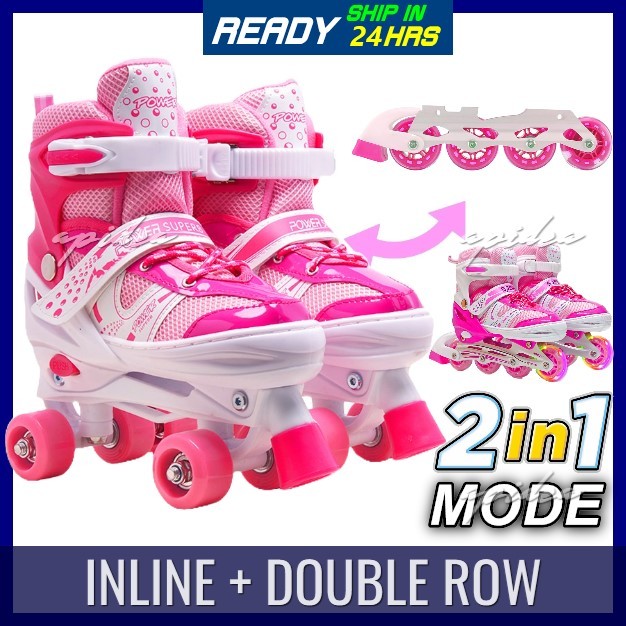 Girls Roller Skates Combo 2in1 Kids Roller Skate Set Beginner Girl ...
