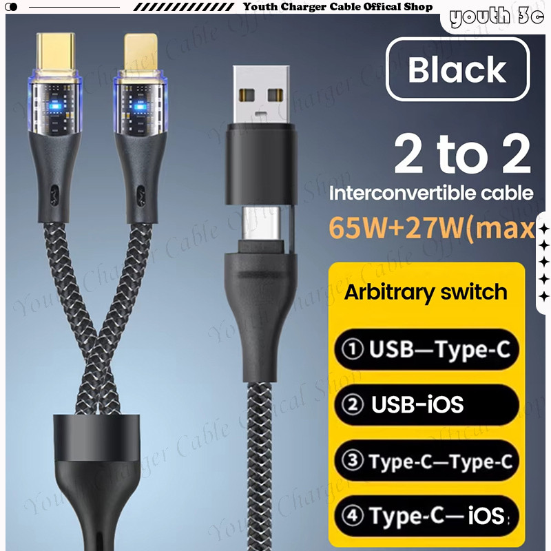 2-IN-2 Transparent Mutual Conversion Fast Charging with Indicator Light ...