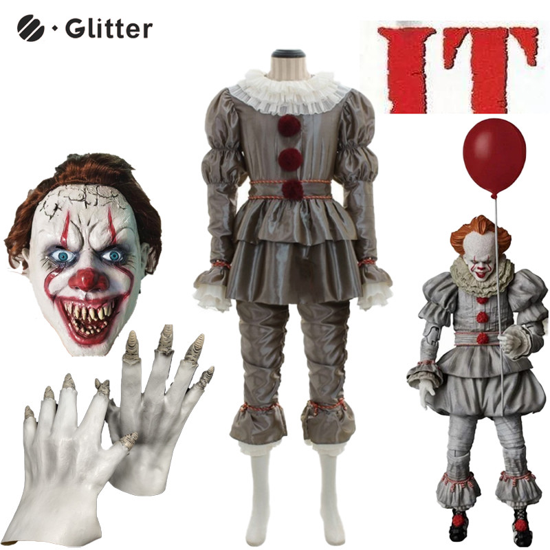 Movie Clown Pennywise Cosplay Costume for Adult Men Halloween Horror ...