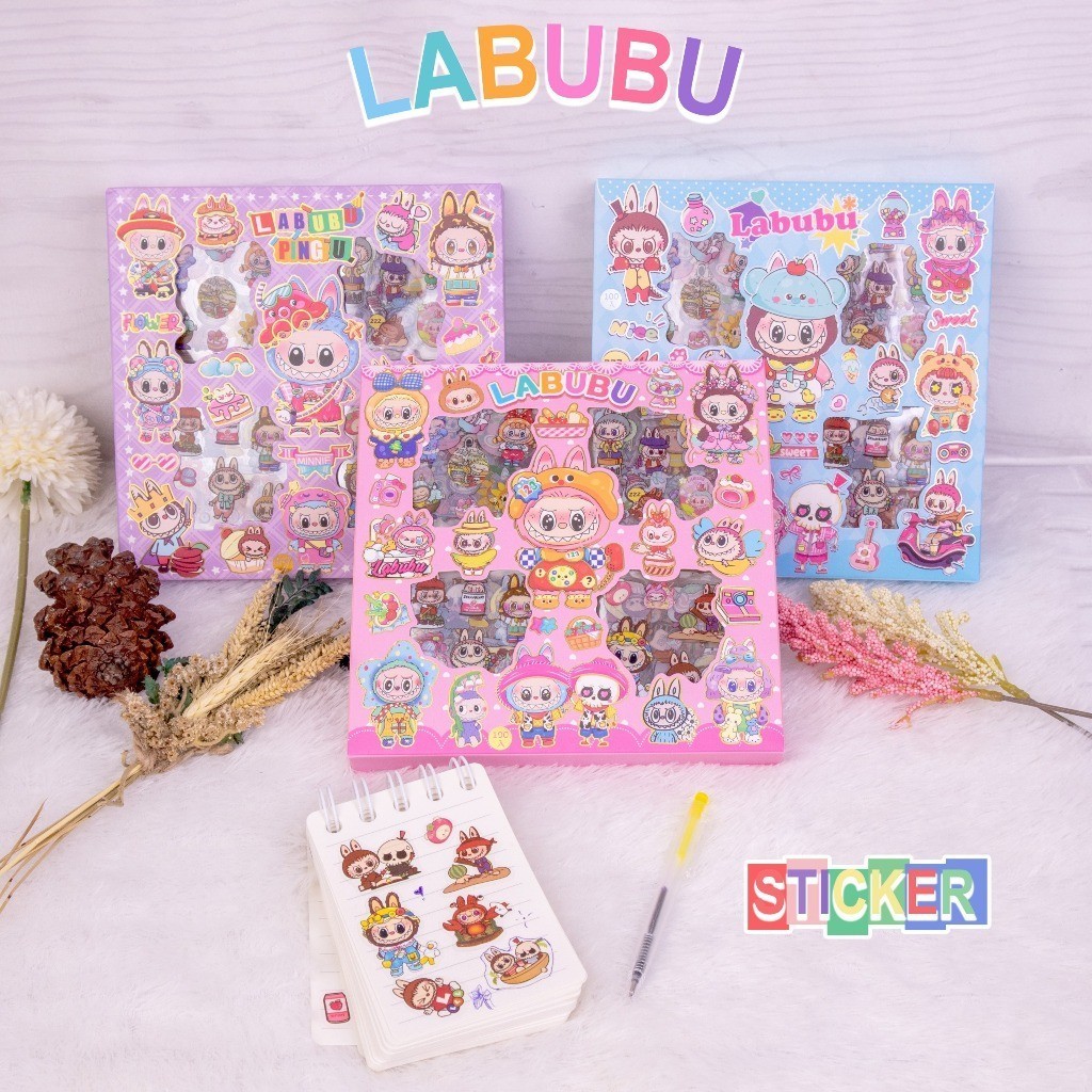Labubu Scrapbook Stickers 98 Sheets Colorful PVC - Viral Labubu Paper ...